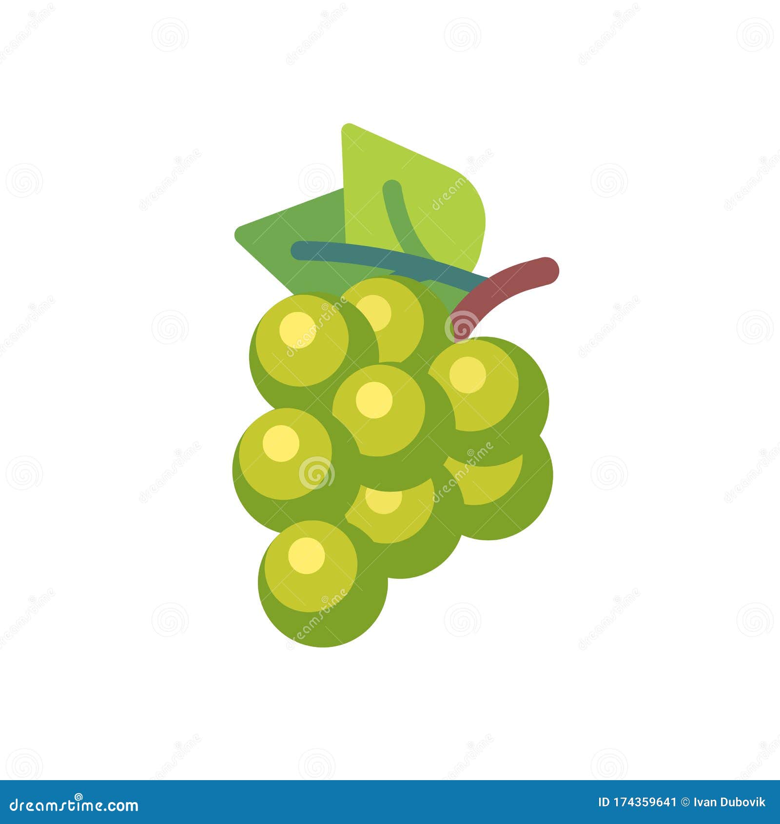 Bunch of Green Grapes Flat Icon. Slot Machine Symbol Stock Vector ...