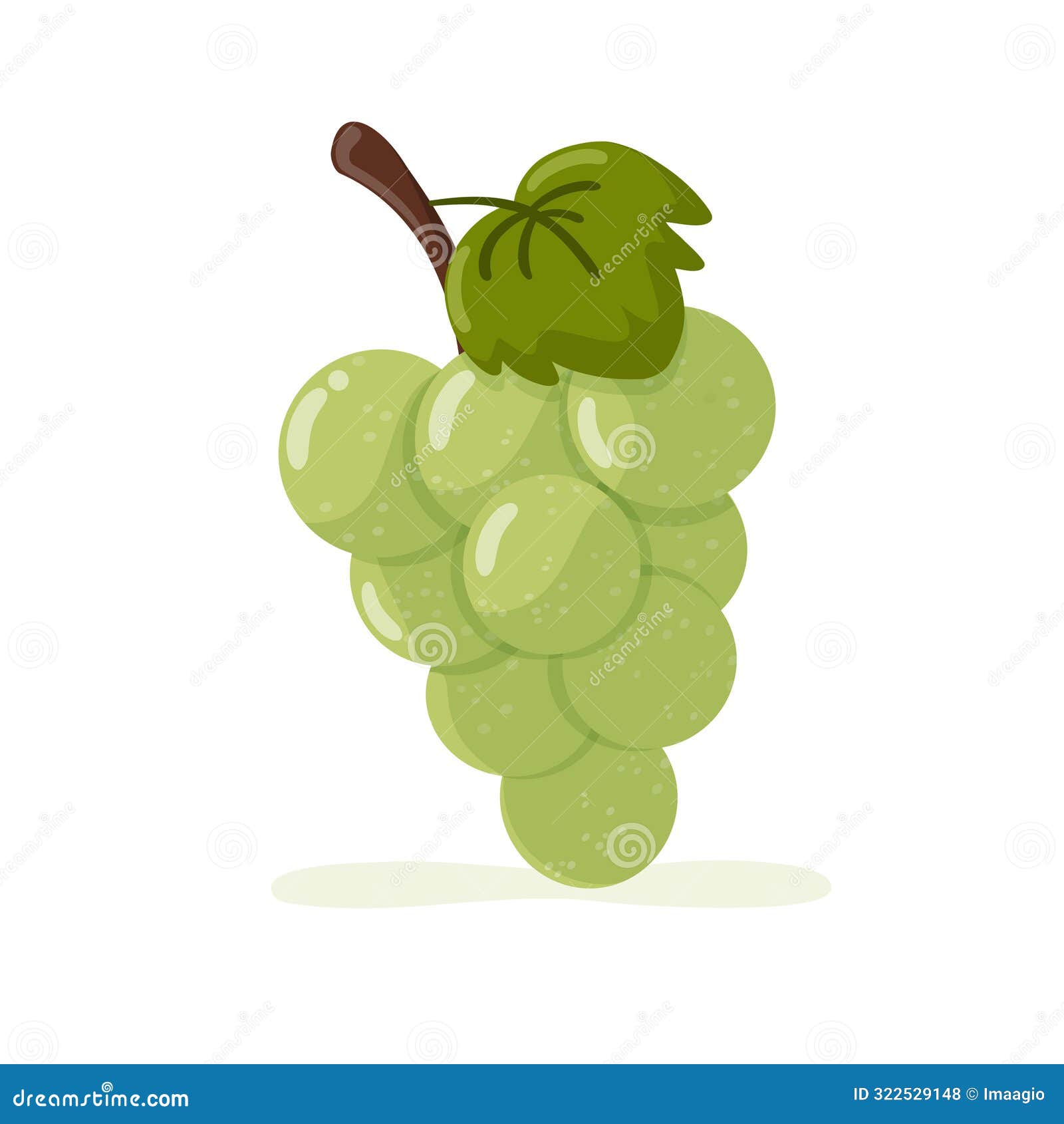 Bunch of Green Grapes with Shadow Stock Vector - Illustration of ...