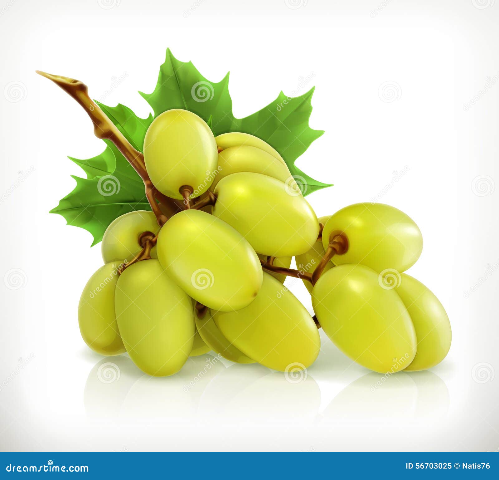 Green Grapes. Cartoon Isolated Icon On White Background. Hand Drawn ...