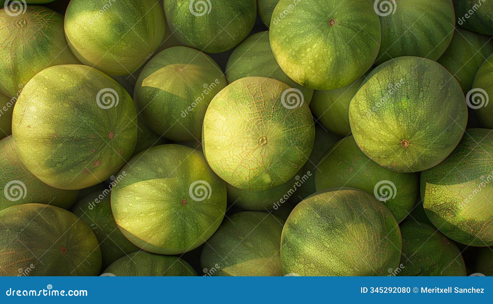 Green Watermelons Growing On A Field In Summer. Agricultural Landscape ...