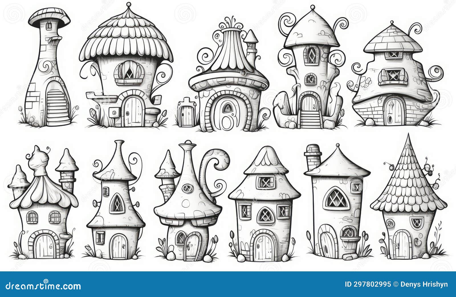 A Bunch of Houses that are Drawn in Pencil Stock Illustration ...