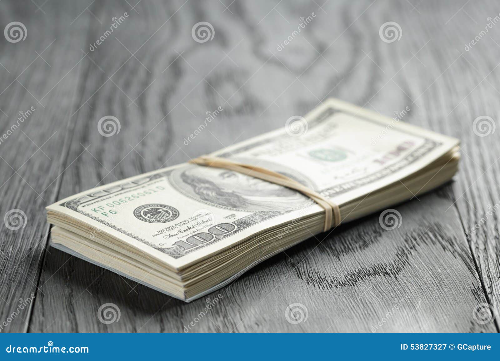 Bunch of Hundred Dollar Notes Tied with Rubberband Stock Image - Image ...
