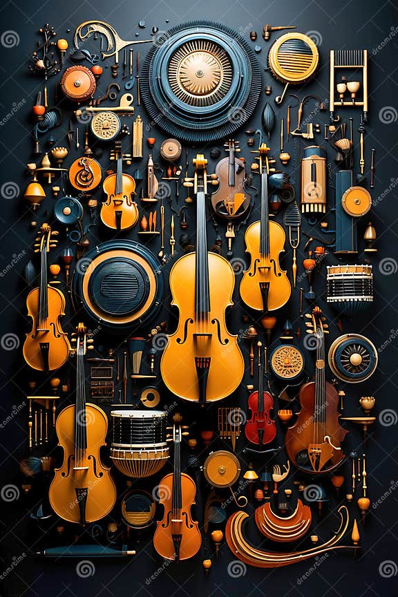 A Bunch of Instruments that are on a Wall. Different Violins Stock ...