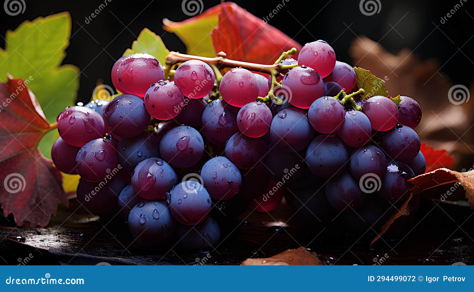 A Bunch of Juicy Dark Appetizing Fresh Grapes. Theme of Making Wine and ...