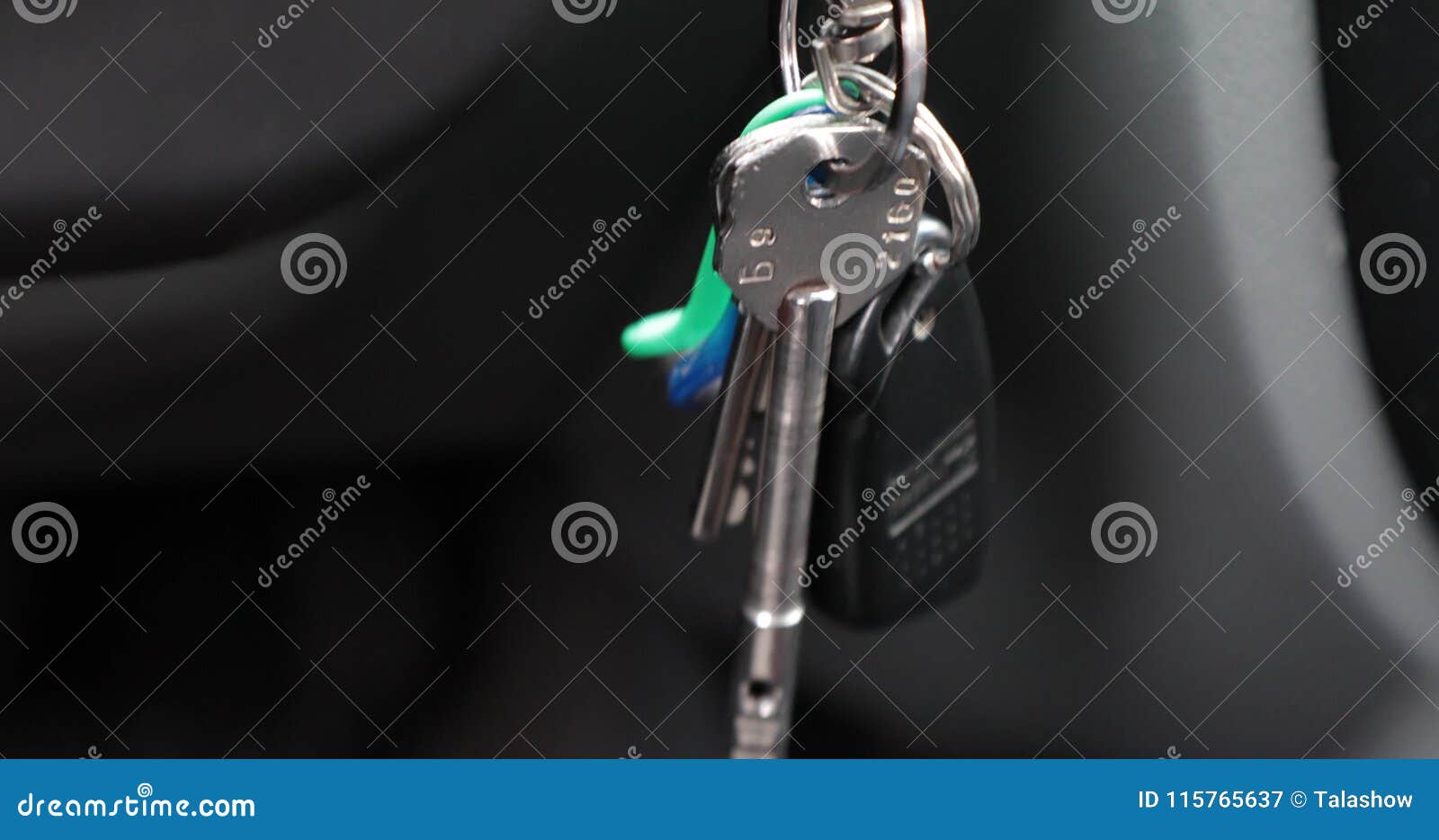 Bunch of Keys and a Key Ring Dangle in the Ignition Lock Close-up Stock ...