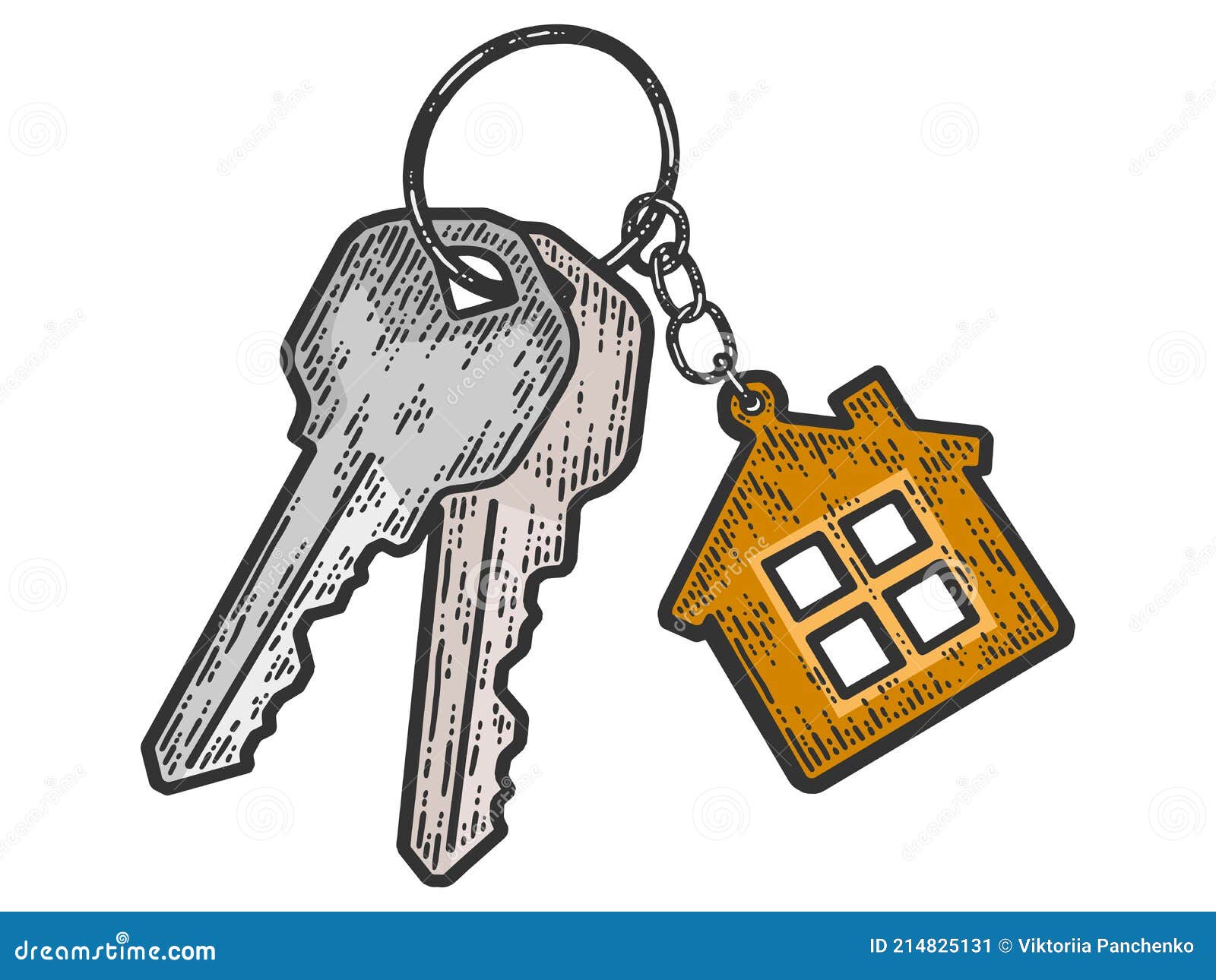 Bunch of Keys with a Keychain House. Sketch Scratch Board Imitation ... Bunch of Keys with a Keychain House. Sketch Scratch Board Imitation ...