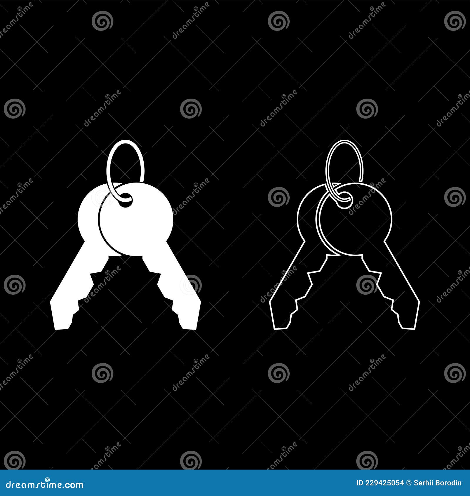 Bunch of Keys on Ring Icon White Color Vector Illustration Flat Style ...