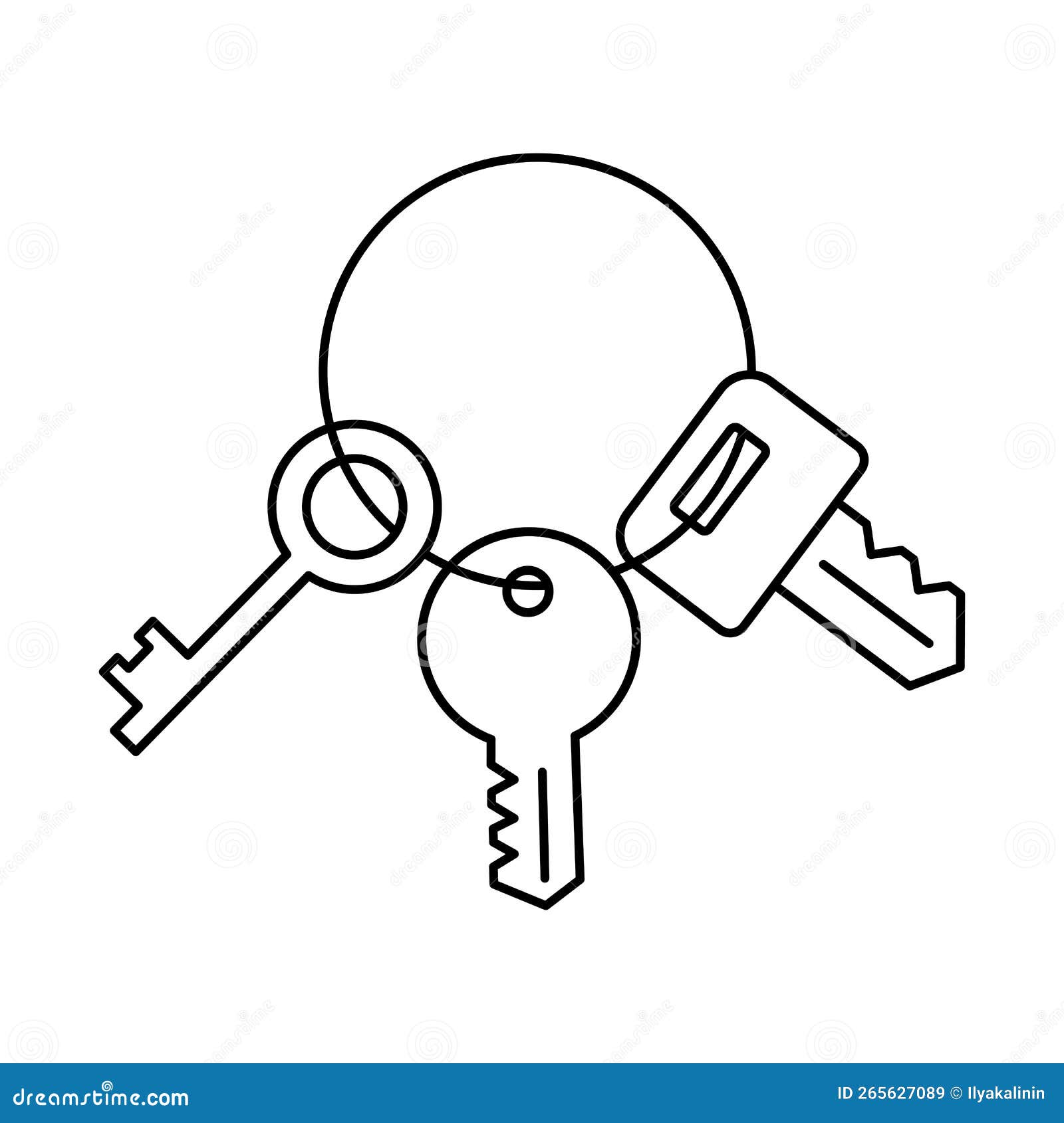 Bunch of Keys. Vector Line. Editable Outline Stroke. Stock Illustration ...