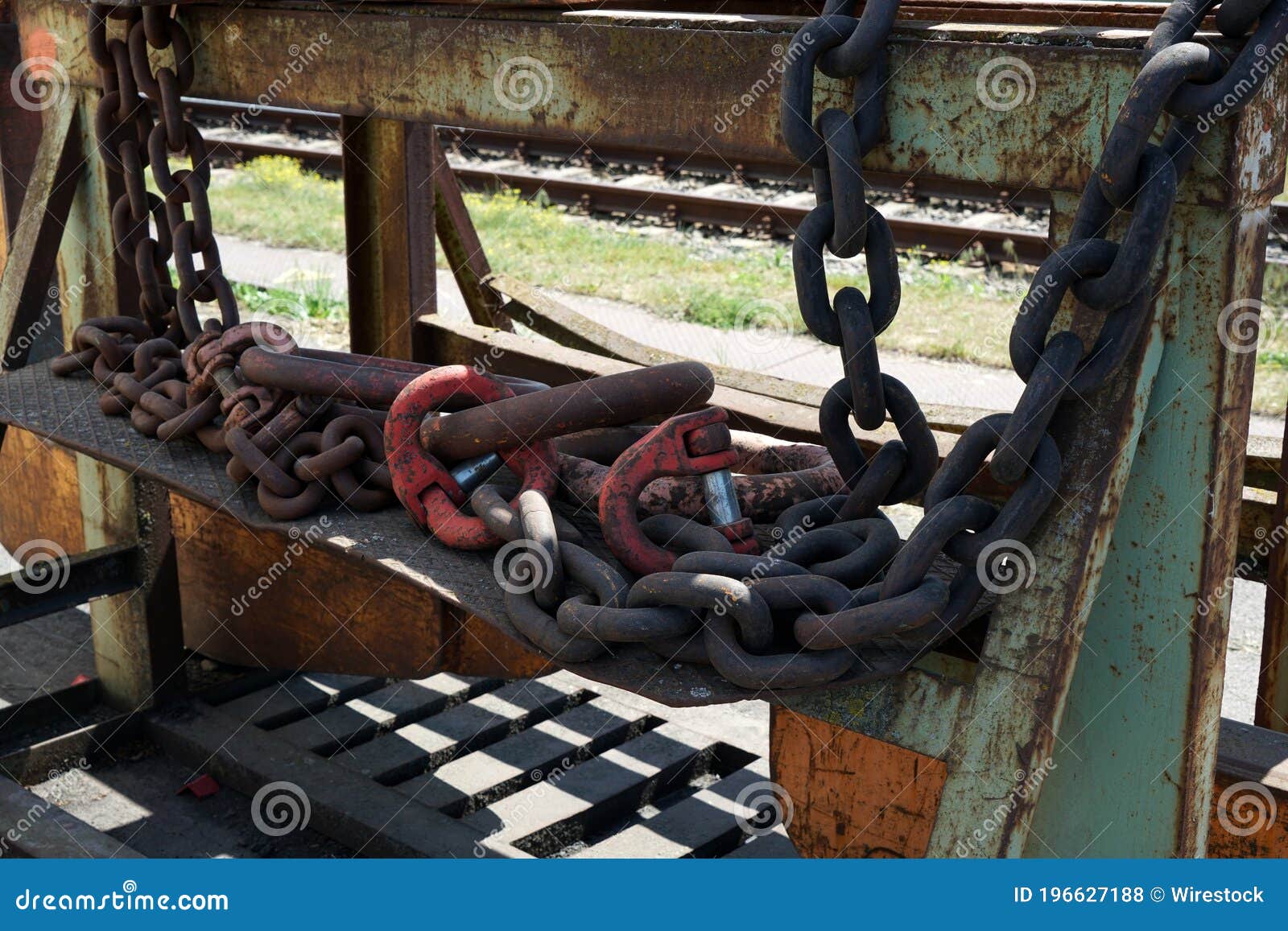 Bunch of Large Rusty Industrial Chains Stock Photo - Image of detail ...