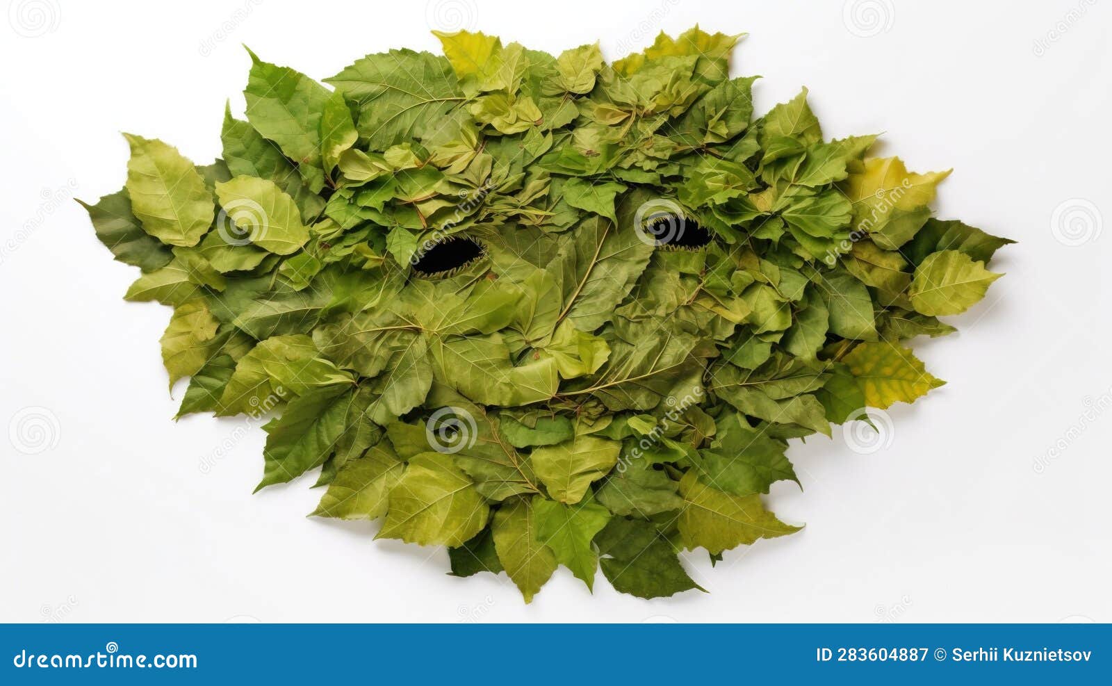 Bunch of Leaves in Form of Cheerful Smiley, White Background Isolate ...