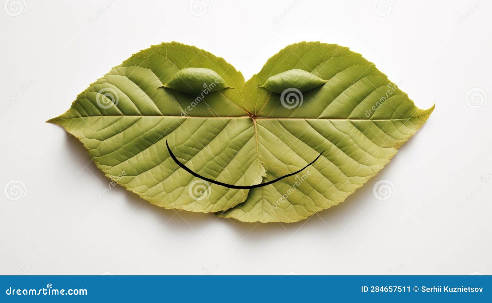 Bunch of Leaves in Form of Cheerful Smiley, White Background Isolate ...