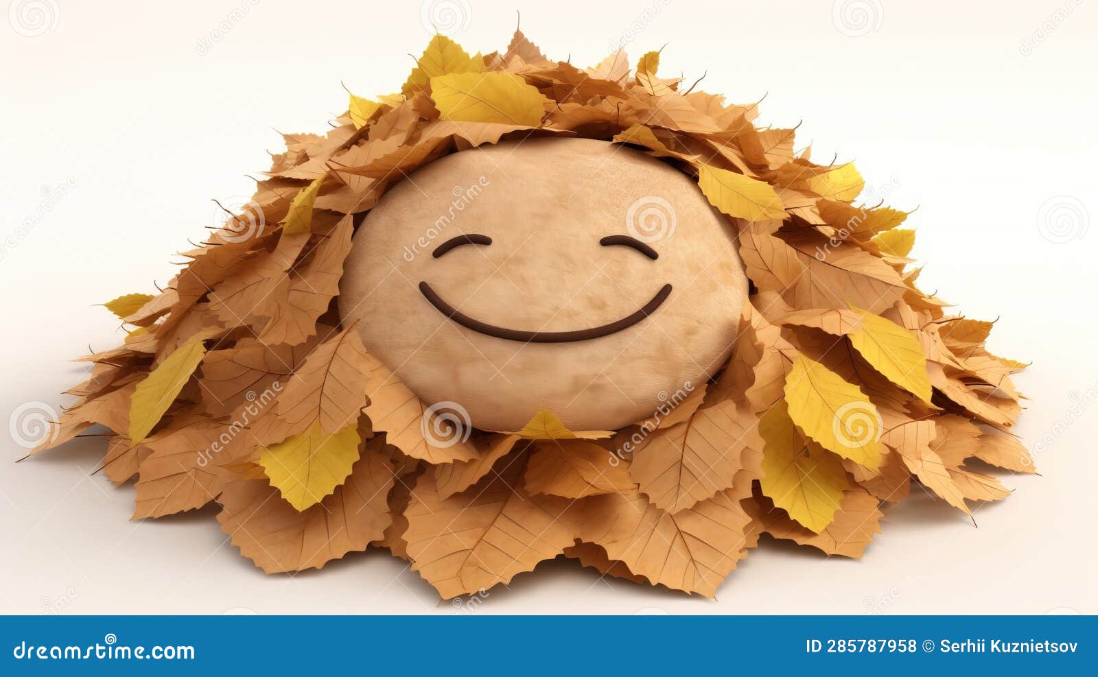 Bunch of Leaves in Form of Cheerful Smiley, White Background Isolate ...