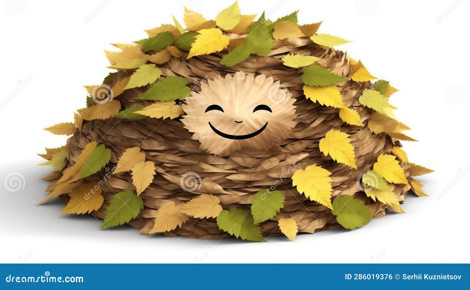 Bunch of Leaves in Form of Cheerful Smiley, White Background Isolate ...