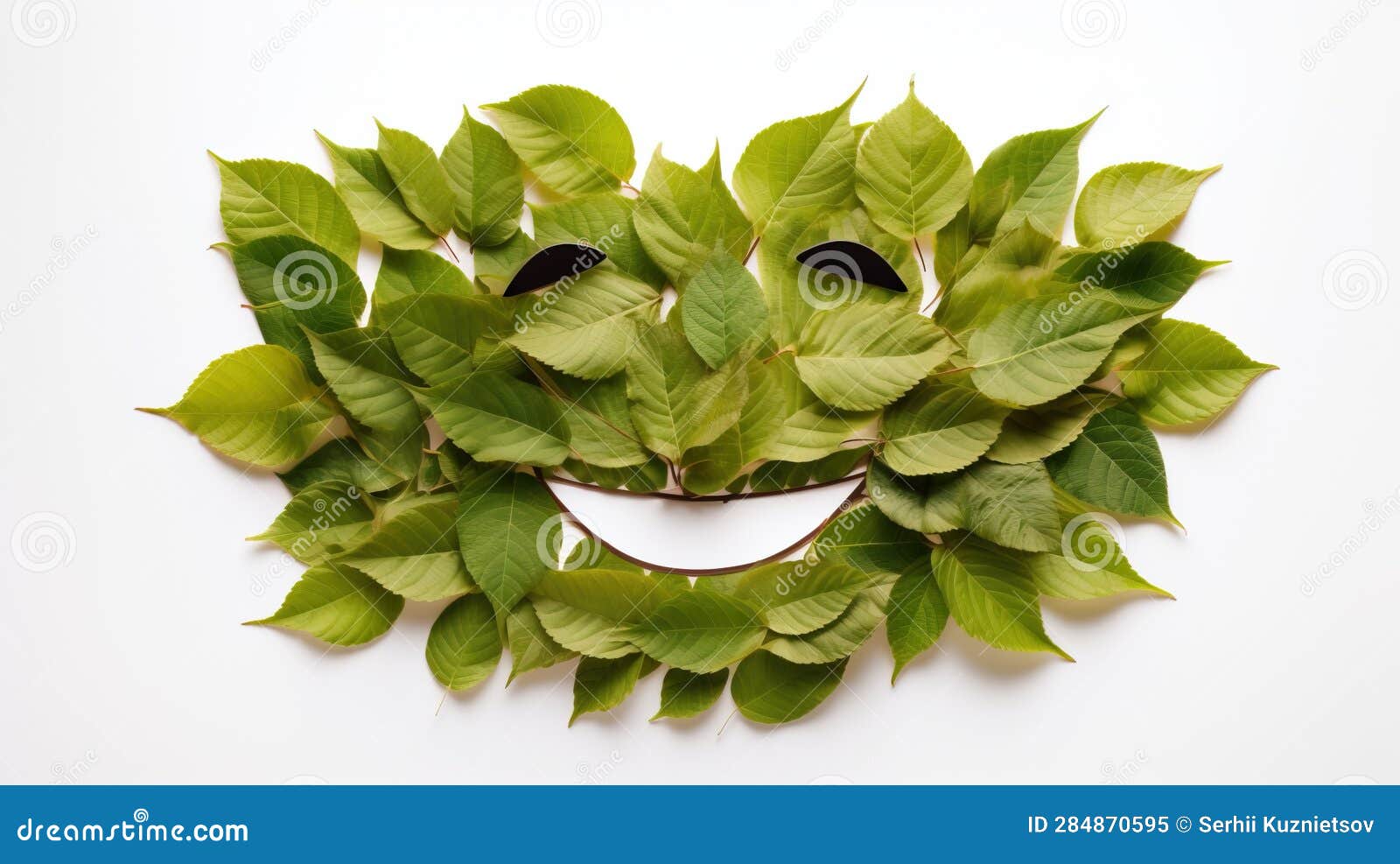 Bunch of Leaves in Form of Cheerful Smiley, White Background Isolate ...