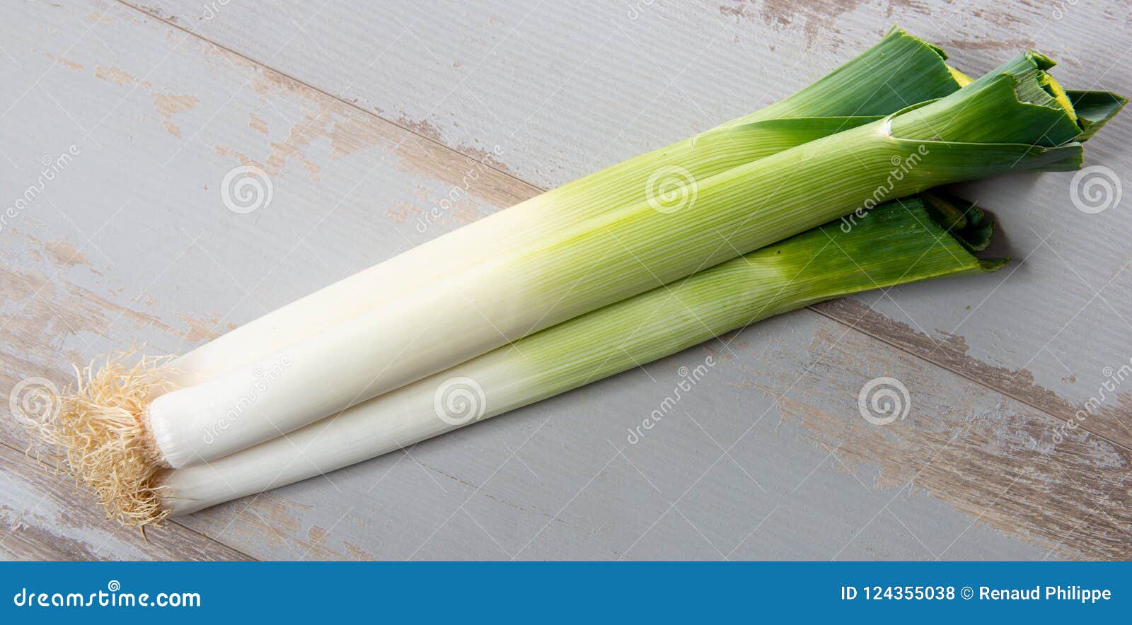 Bunch of Leeks on a White Wooden Table Stock Photo - Image of freshness ...