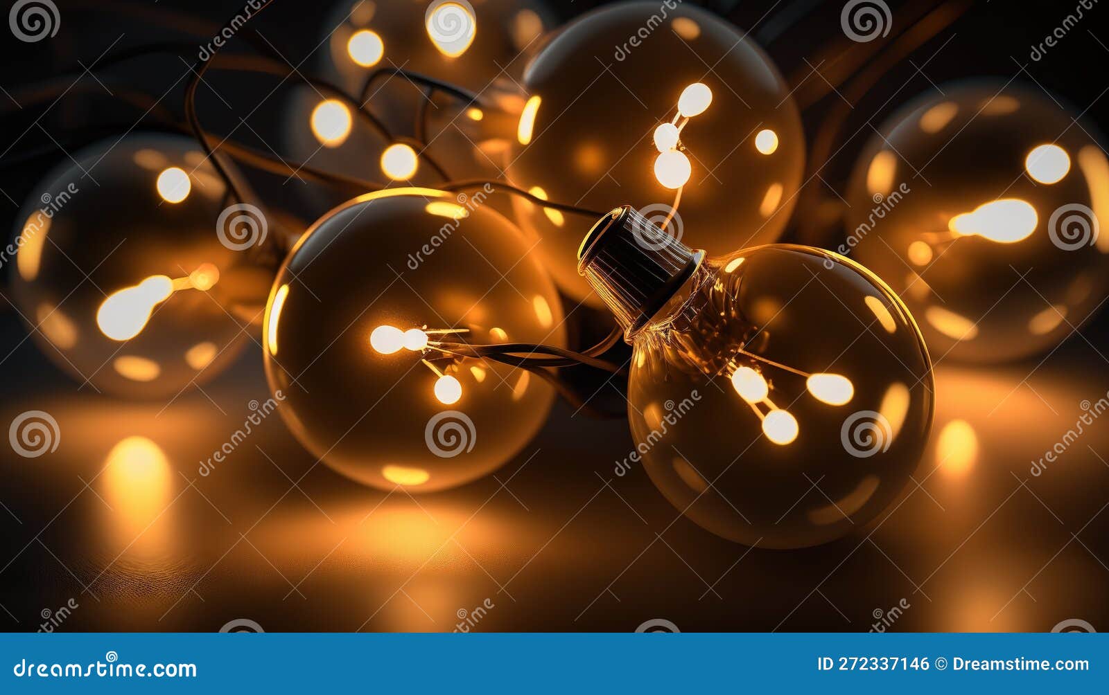 A Bunch of Light Bulbs that are on a Black Surface Stock Illustration ...