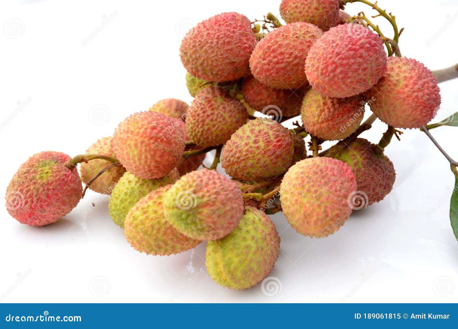 Bunch the Litchi with Leaves Isolated on White Background. Stock Image ...