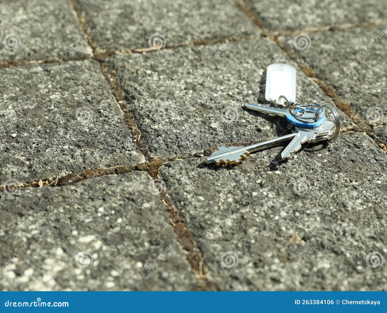 Bunch of Lost Keys on Pavement Outdoors, Space for Text Stock Photo ...
