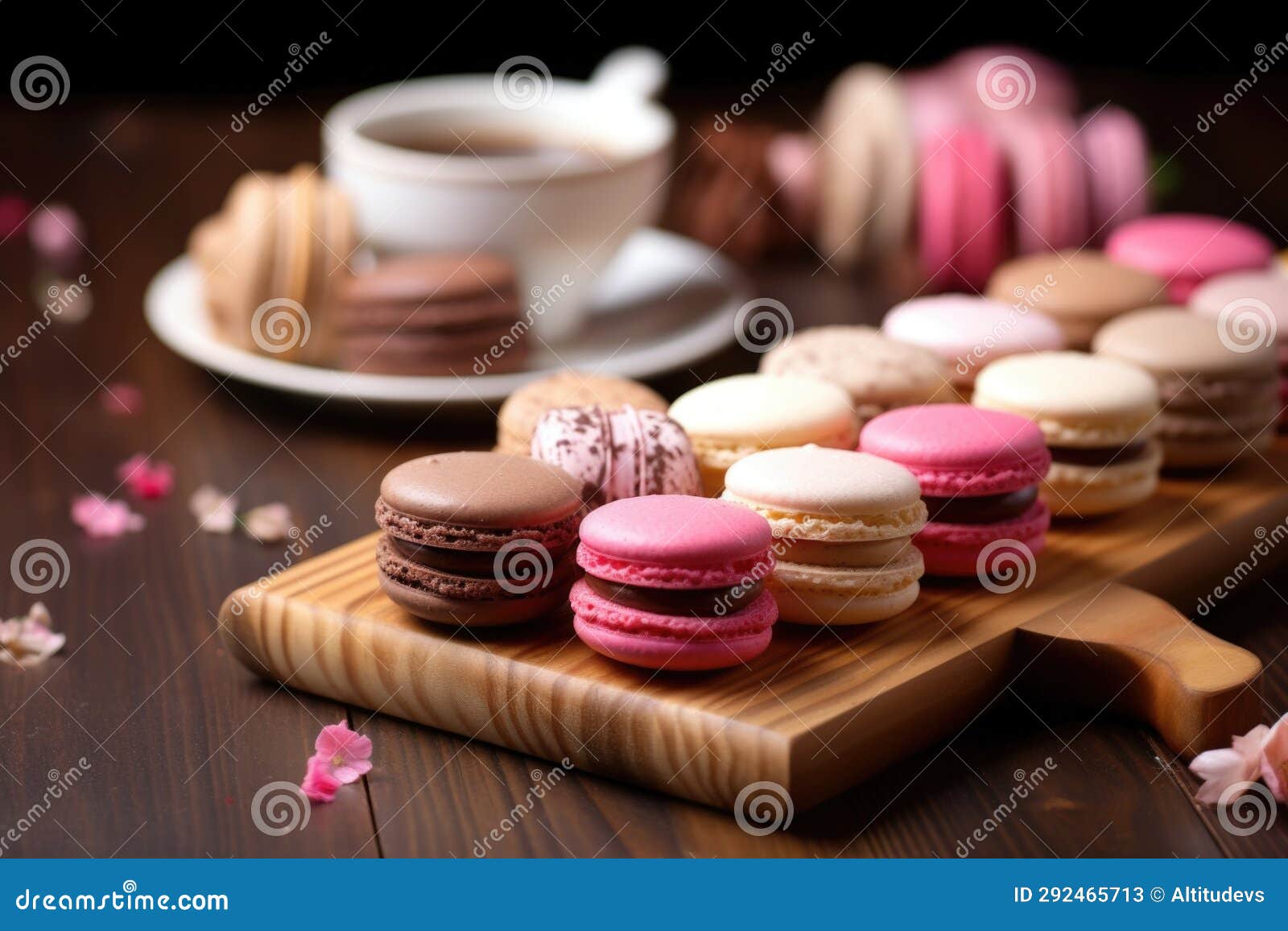 A Bunch of Macarons Inside a Wooden Stock Image - Image of sweets ...