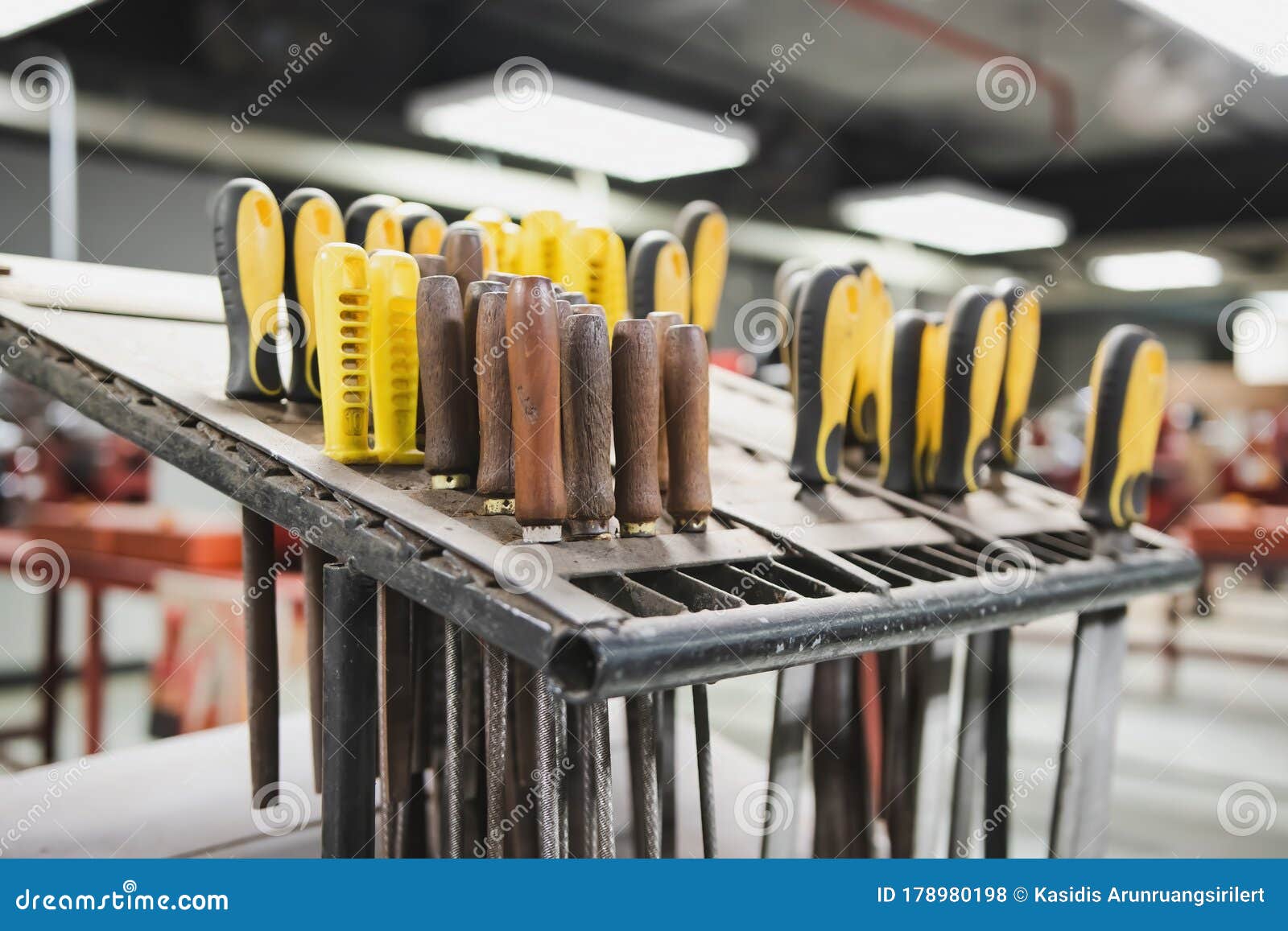 Bunch of Metal File with Three Different Sizes Stored on a Metallic ...