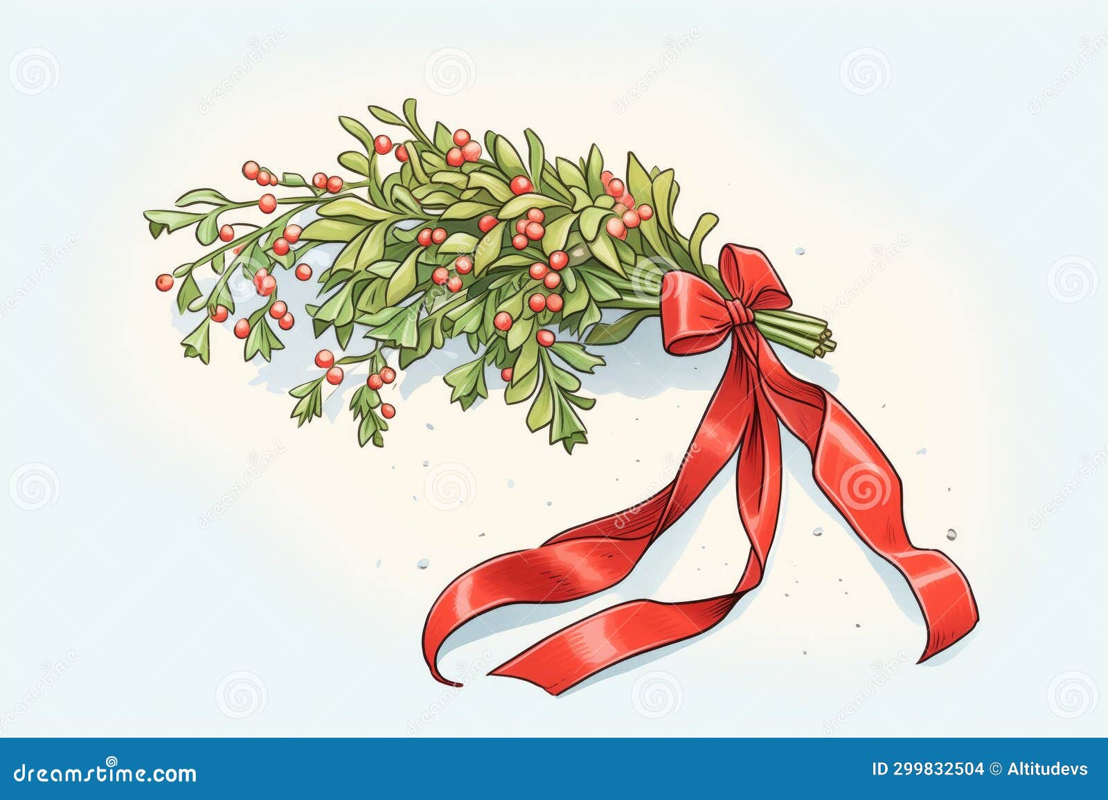 Bunch of Mistletoe Tied with a Red Ribbon Stock Photo - Image of decor ...