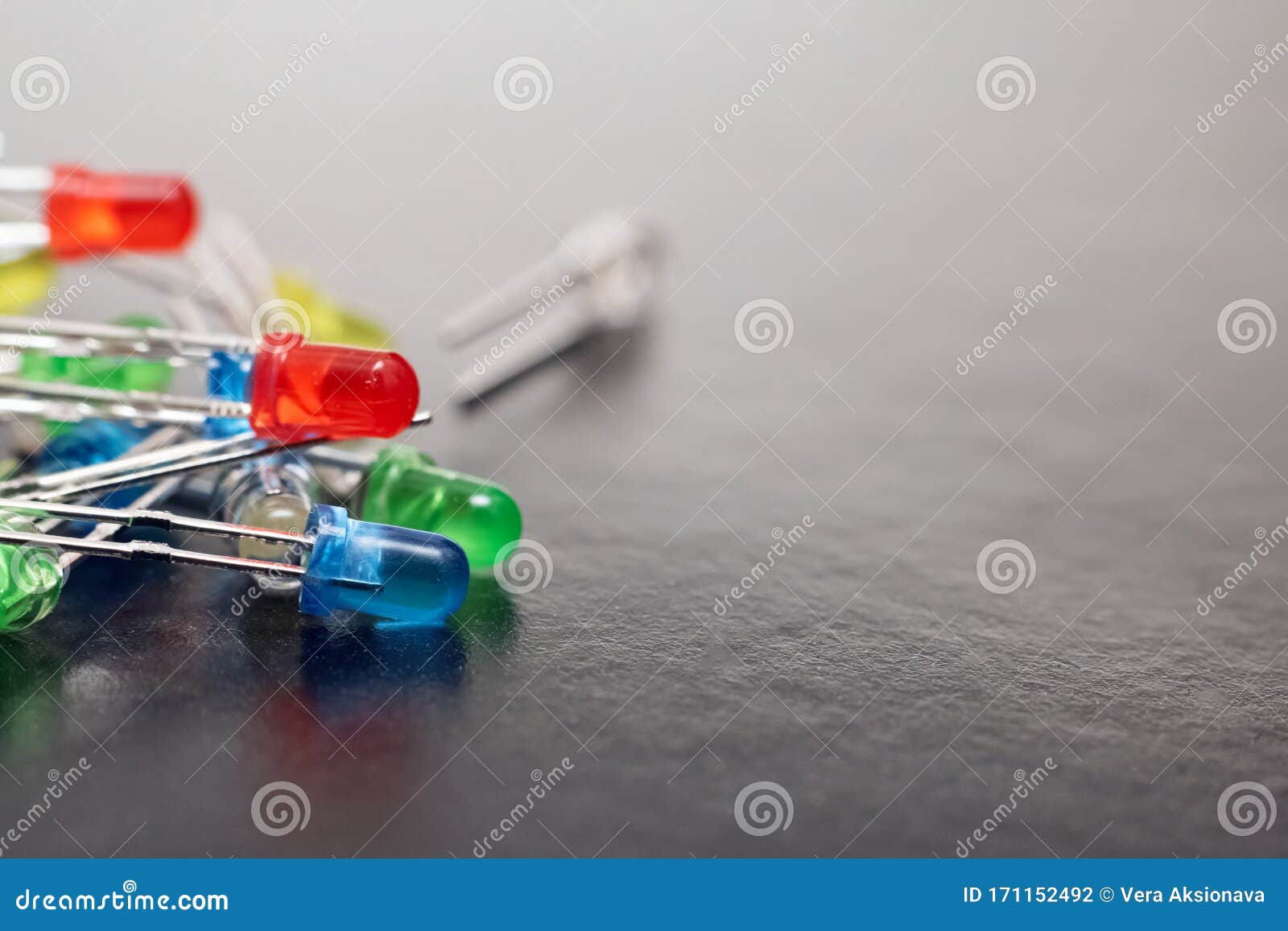 Bunch of Multi-colored LEDs on Gray Background Stock Photo - Image of ...