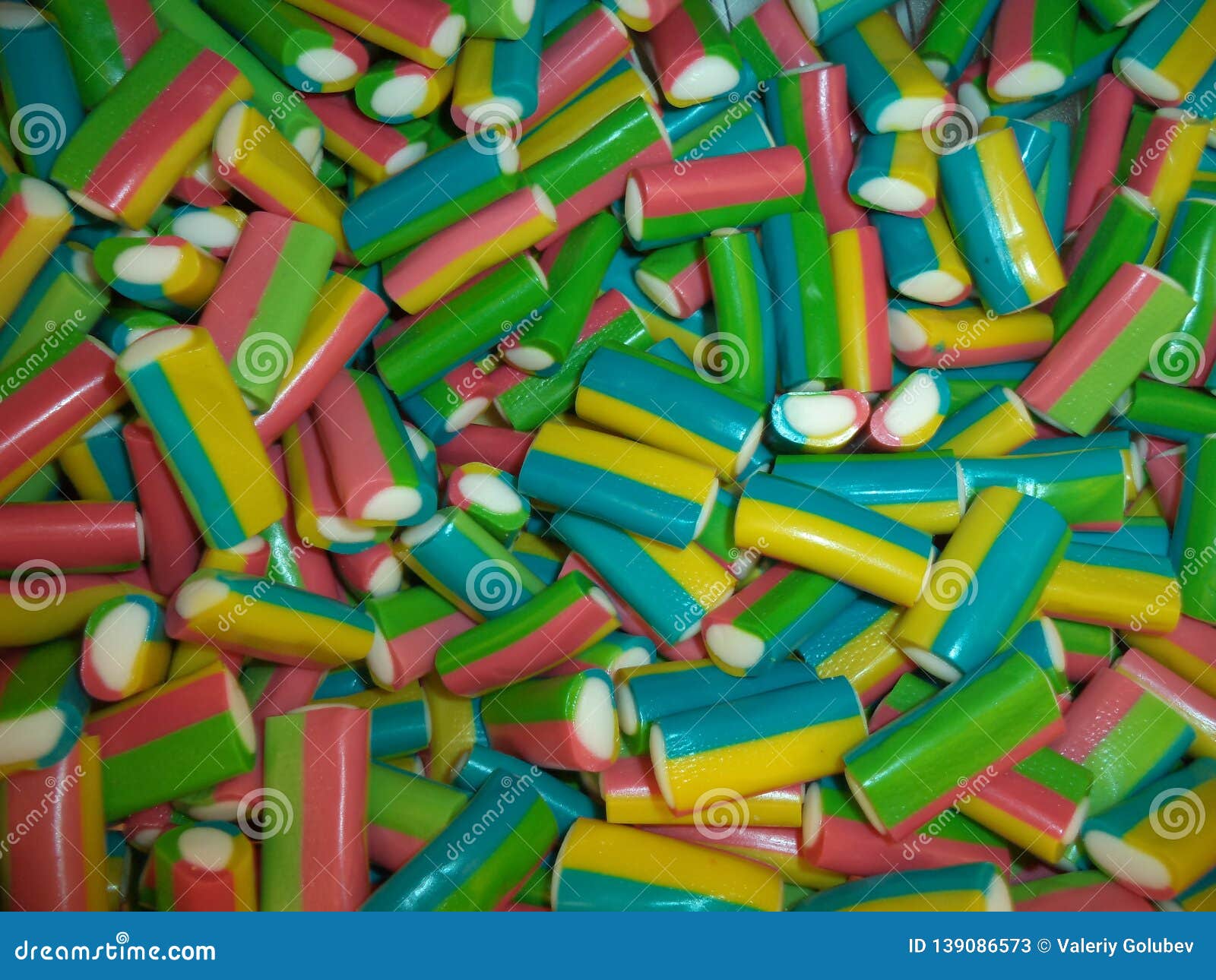 A Bunch of Multi-colored Striped Candies Stock Image - Image of counter ...
