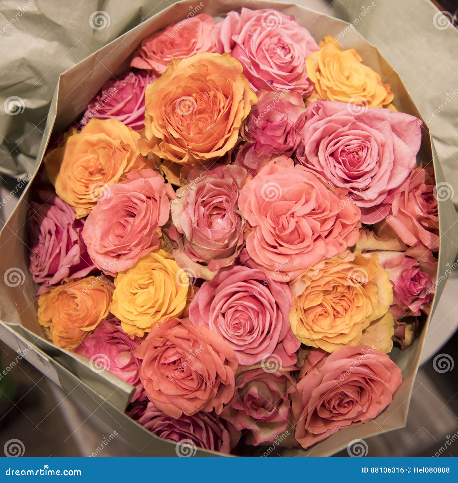 Multicolored Roses in Bunch. Flowering Roses in Vibrant Colors.. Stock ...