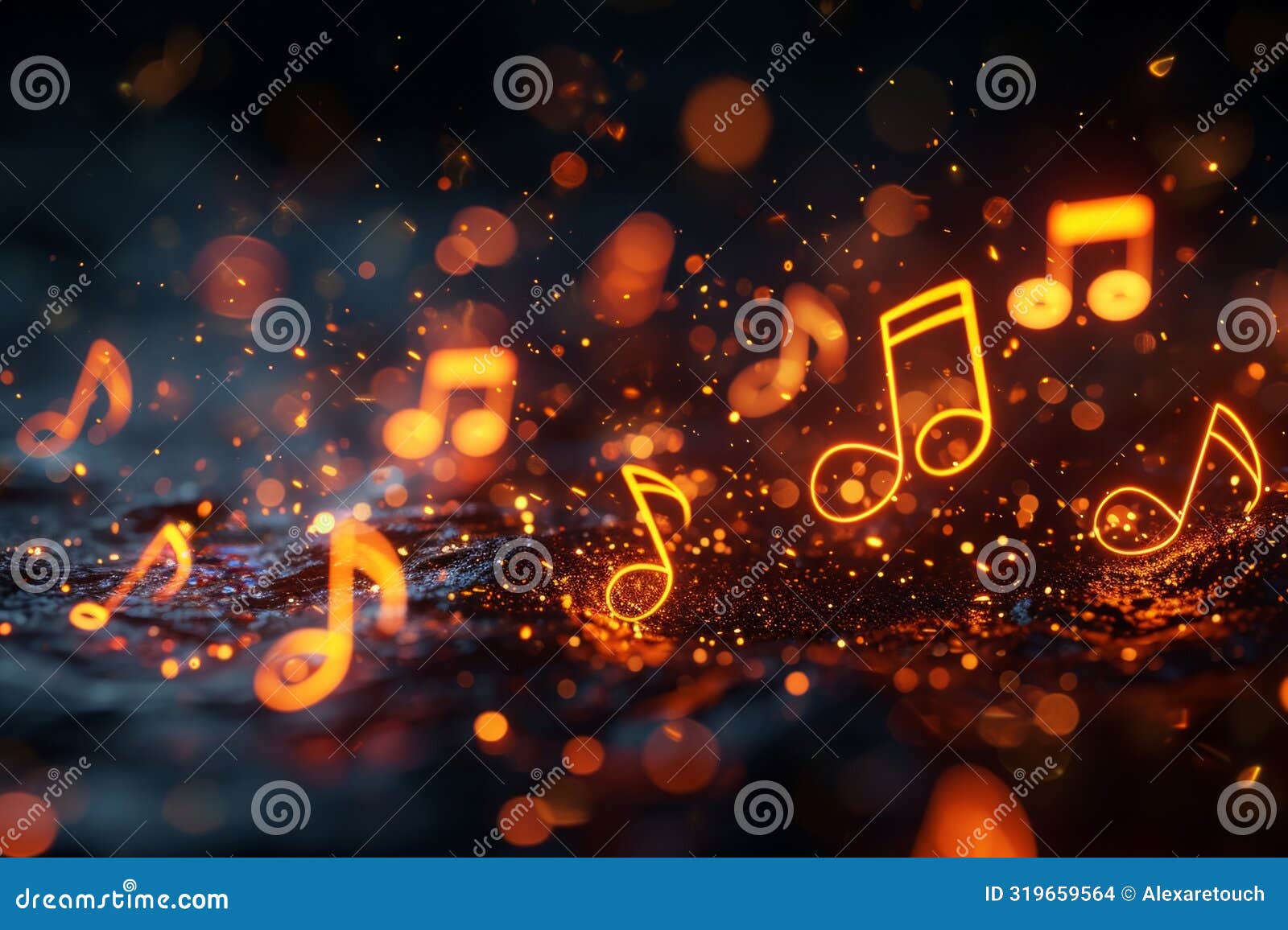 A Bunch of Musical Notes and Music Symbols are Glowing, Stock ...