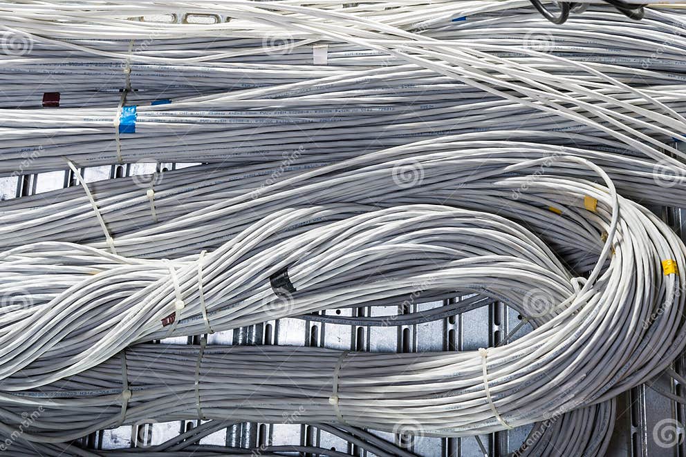 Bunch of Network Cables in Wave Pattern Leading Across Server Ro Stock ...