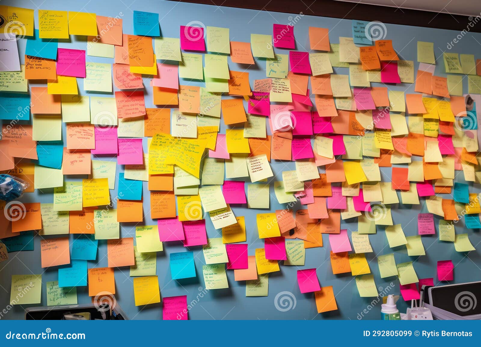 Bunch of Note Stickers on Wall. Generative AI Stock Illustration ...