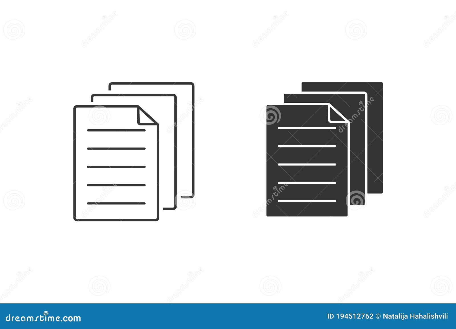 Bunch of Notes or Stack of Documents Line Art Vector Icon Set for Apps ...