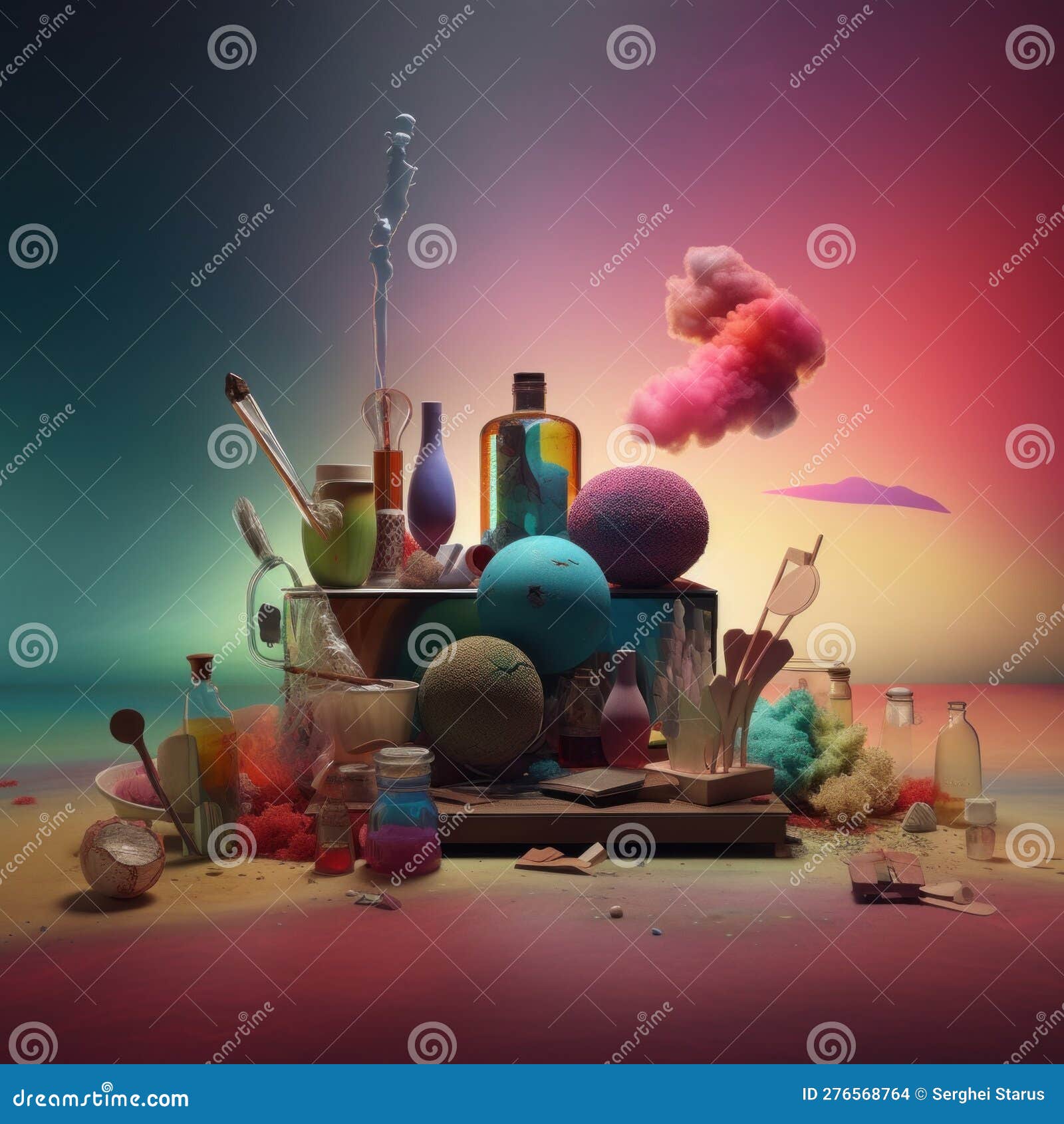 A Bunch of Objects that are on a Table. AI Generative Image. Stock Illustration - Illustration ...