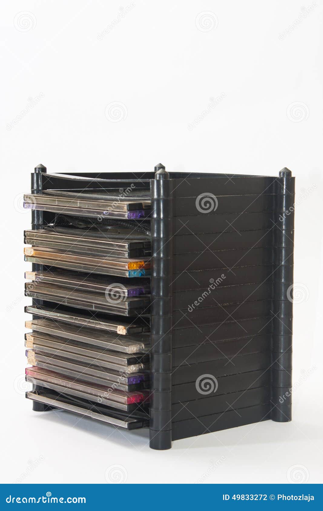 Bunch of Old Compact Discs in Plastic Shelf Stock Photo - Image of disc ...