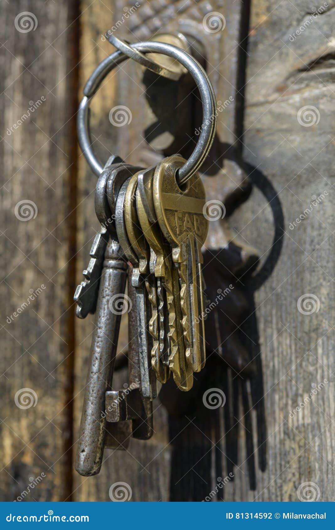 Bunch of old keys hanging stock photo. Image of enter - 81314592