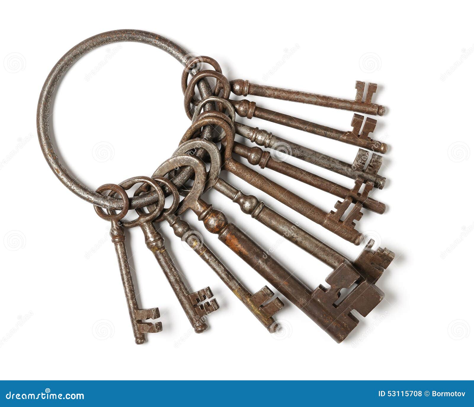Bunch of Old Keys Isolated on White Stock Photo - Image of antique ...