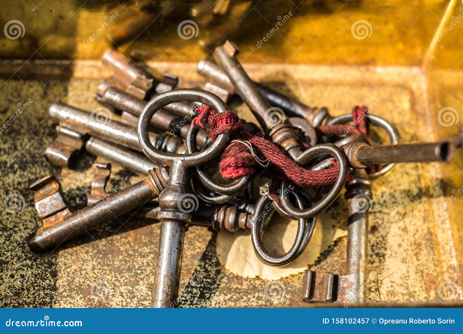 Bunch of Old Keys Tied To the Wire Stock Image - Image of lock, grunge ...