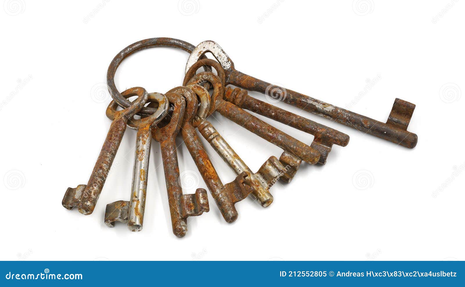 Bunch of Old Rusty Keys on White Background Stock Image - Image of ...