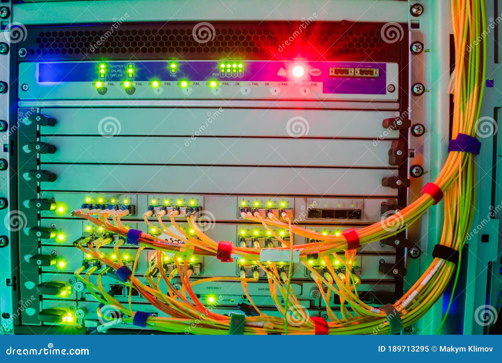The Central Router With A Plurality Of Optical Cables In Datacenter ...