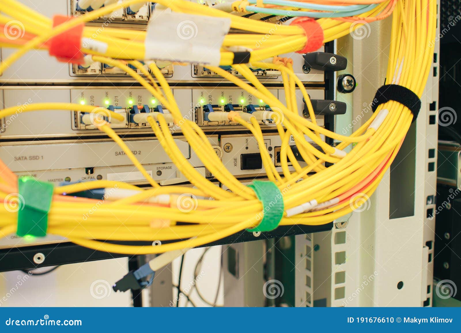 A Bunch of Optical Internet Cables Connected To the Main Router ...