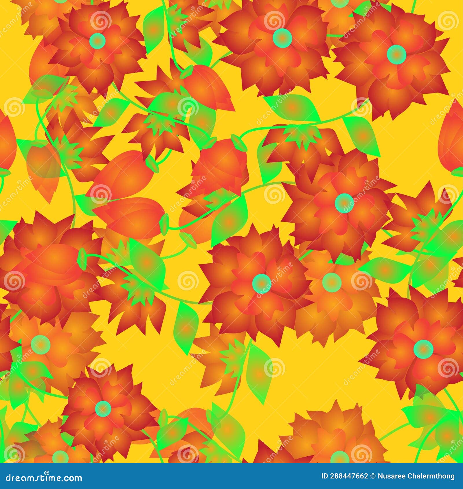 Bunch of Orange Flowers Pattern, Tile Stock Vector - Illustration of ...