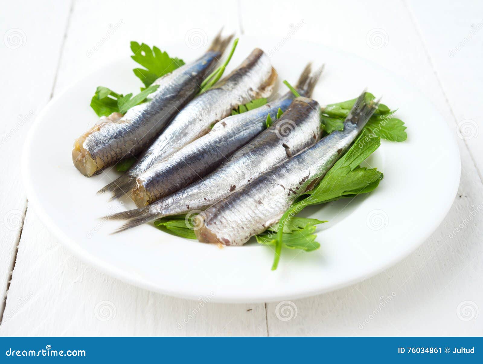 Bunch of Ordered Raw Sardines on Plate with Parsley Stock Image - Image ...