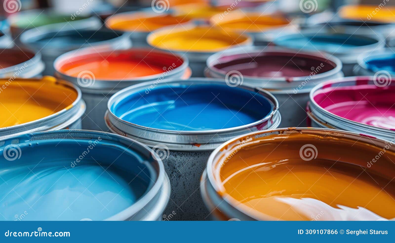 A Bunch of Paint Cans with Different Colors in Them, AI Stock ...