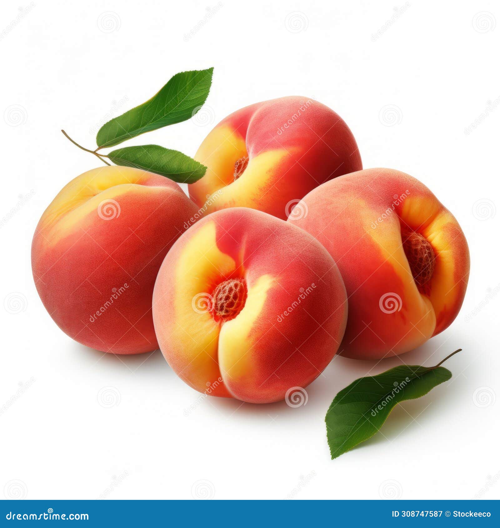 Majestic Ports: Four Pieces of Peach on White Background Stock ...