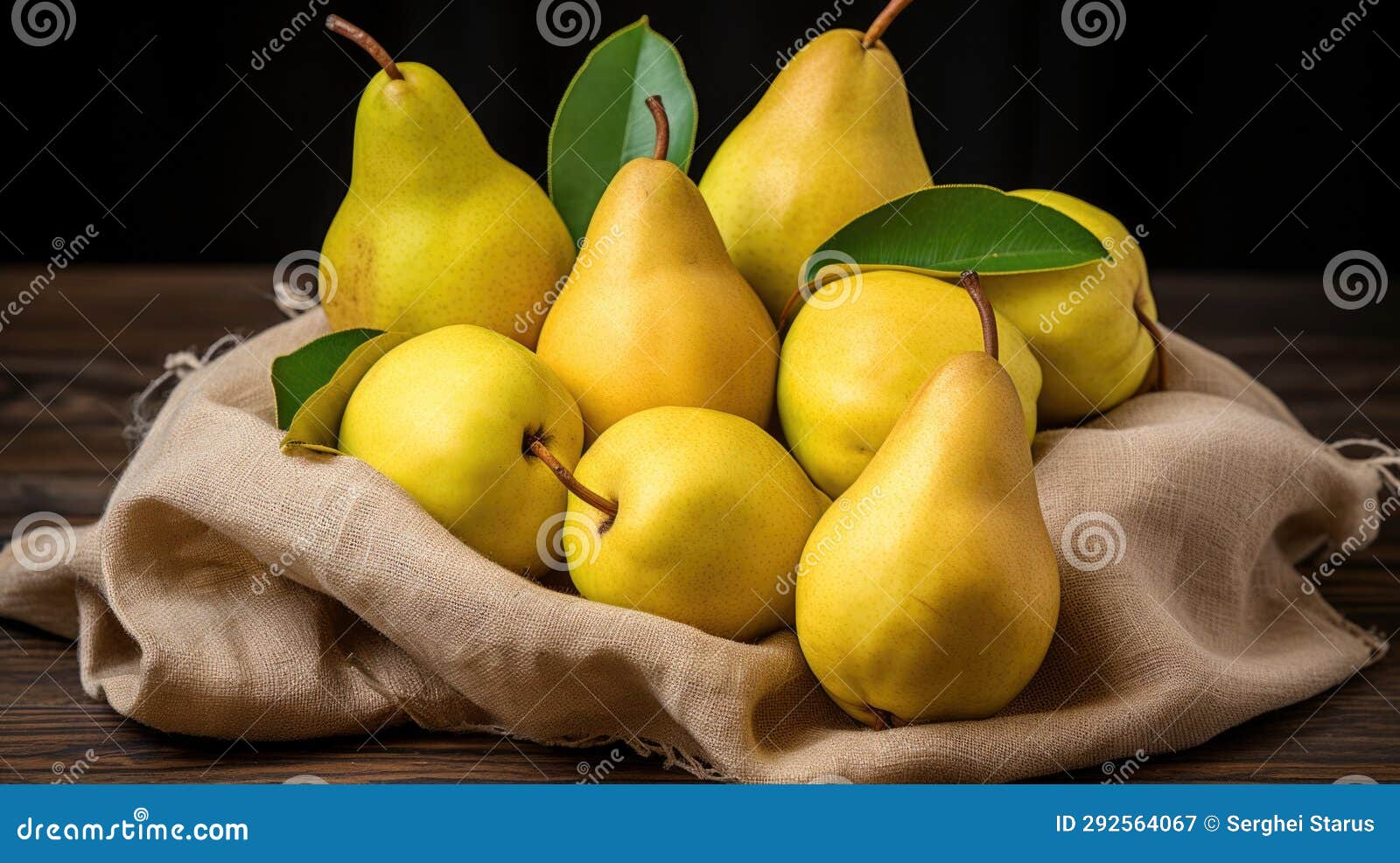 A Bunch of Pears Sitting on a Cloth, AI Stock Image - Image of bunch ...