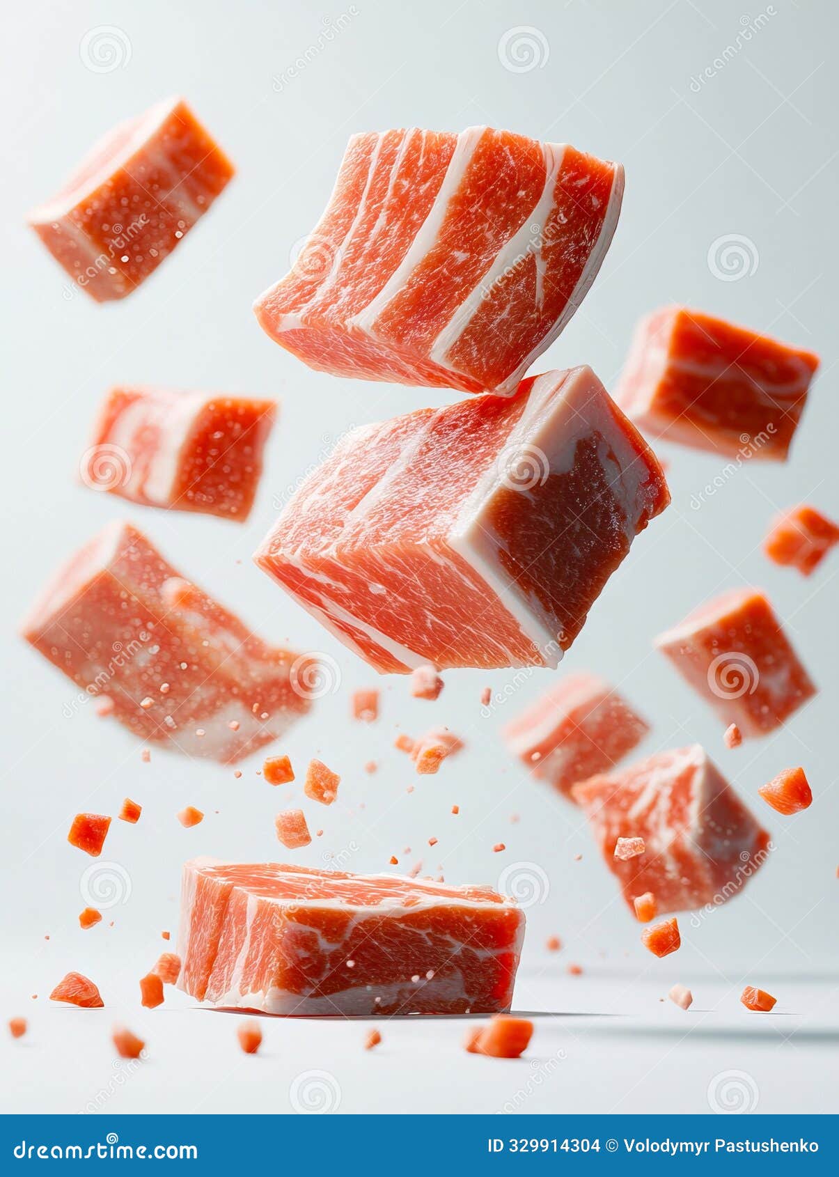 A Bunch of Pieces of Meat Falling into the Air Stock Photo - Image of ...