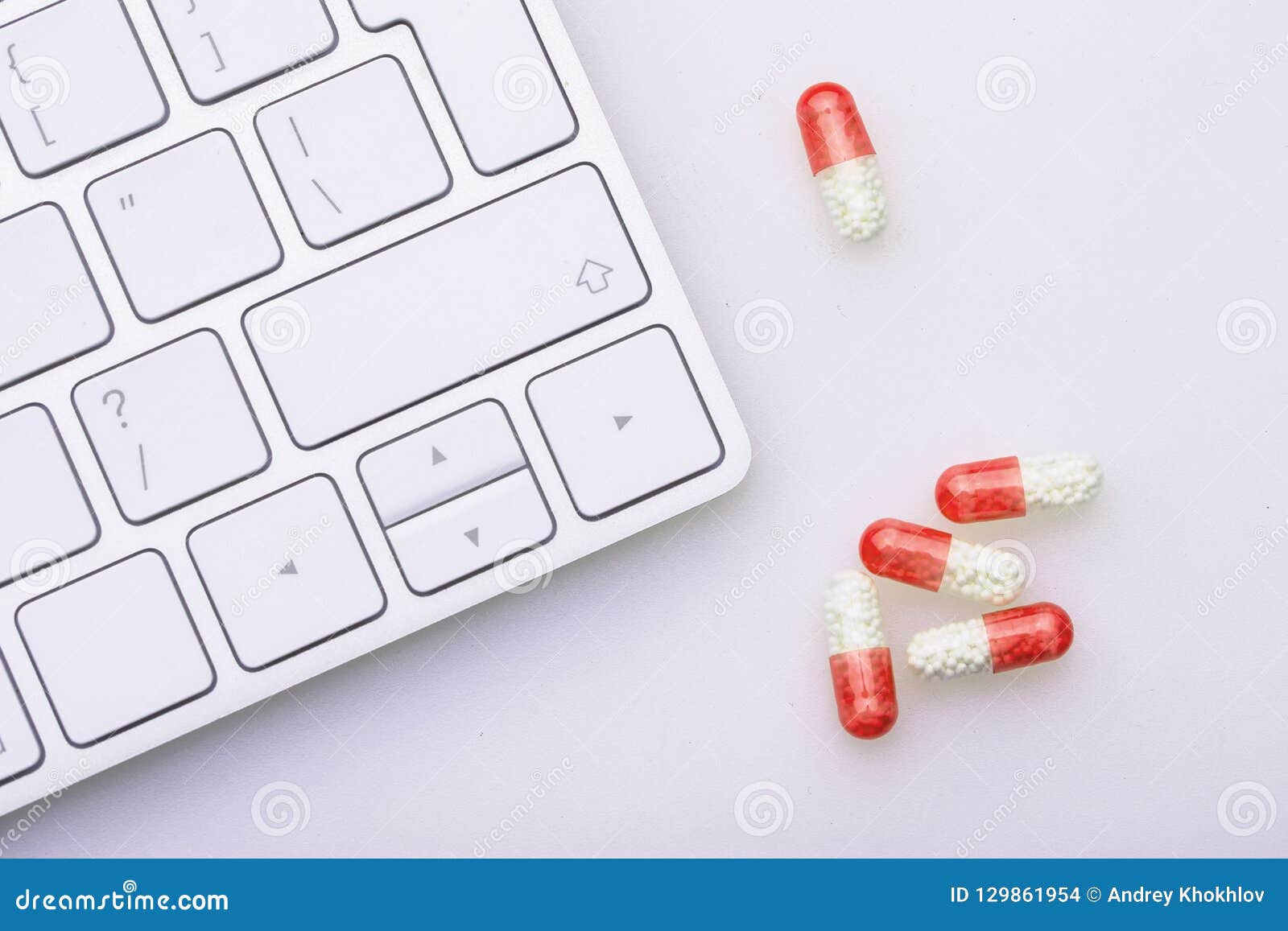 A Bunch of Pills Next To the Computer Stock Photo - Image of antibiotic ...