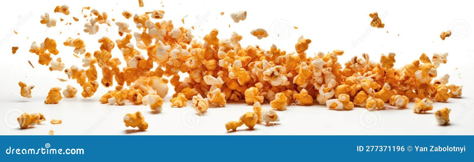 A Bunch Of Popcorn Flying In The Airon White Background Wde Panoramic ...