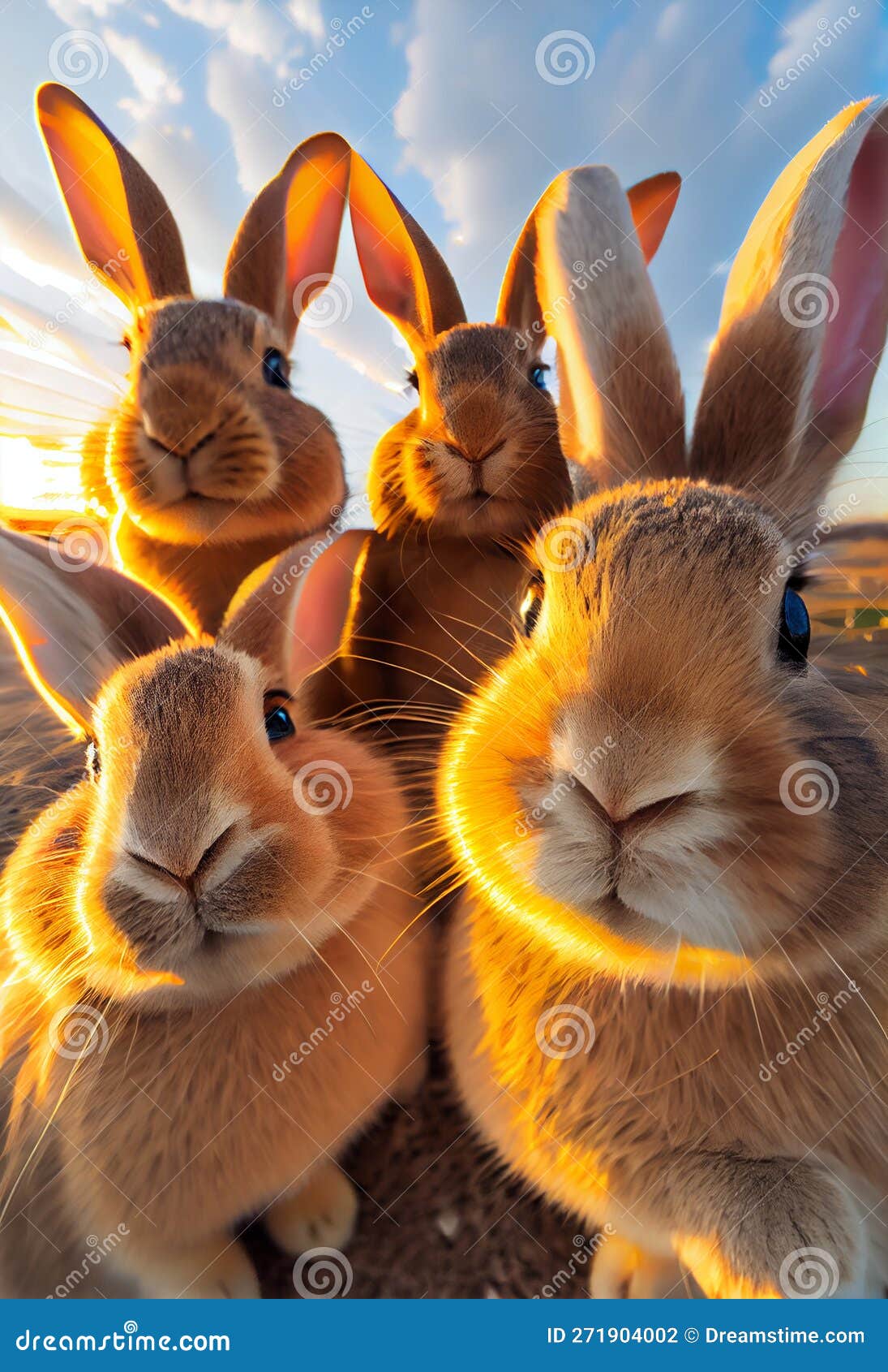 A Bunch of Rabbits Take a Selfie. AI Generated Stock Illustration ...