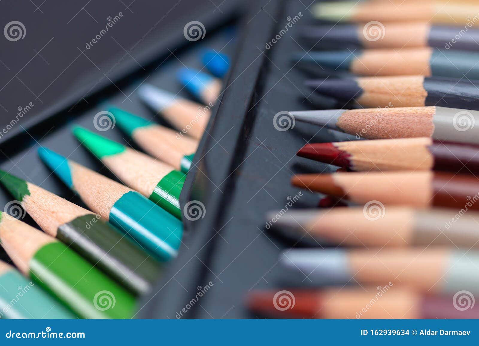 Bunch of Random Colored Pencils, Close Up Macro. Black Background Stock ...